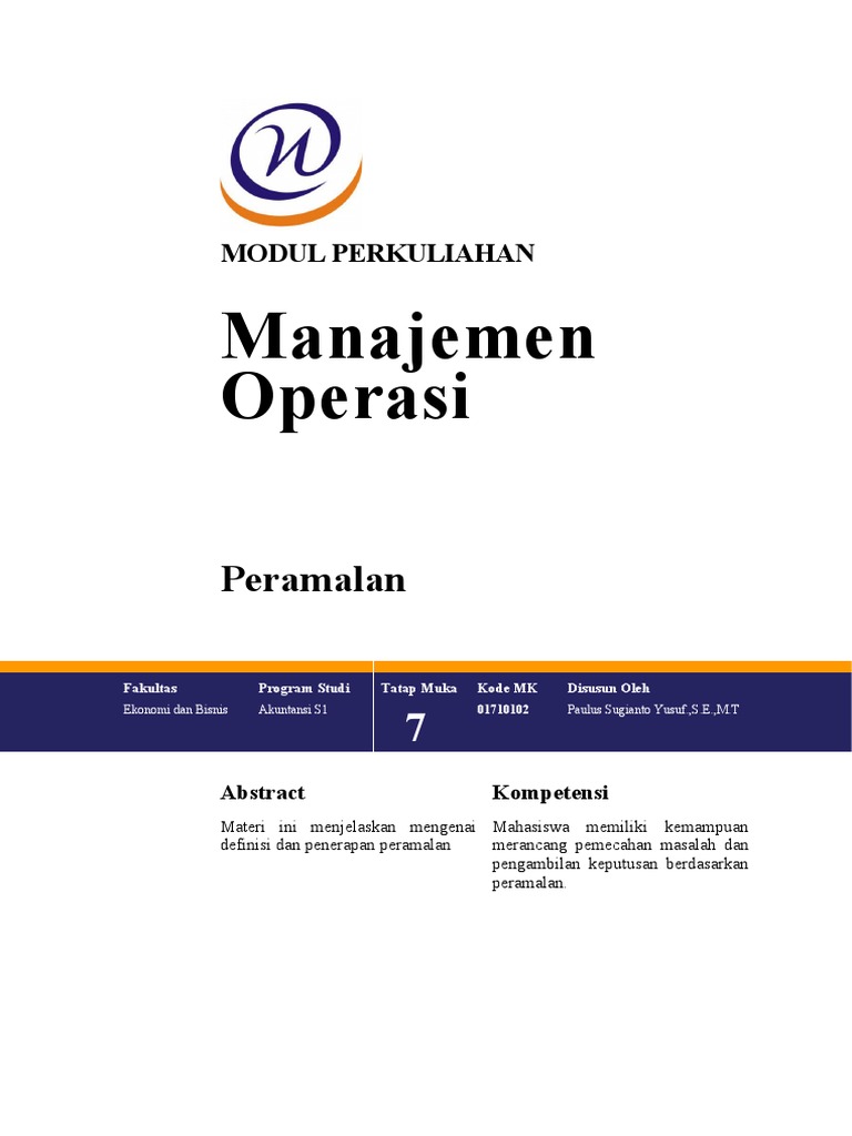 Metode Peramalan dalam Manajemen Operasi | PDF