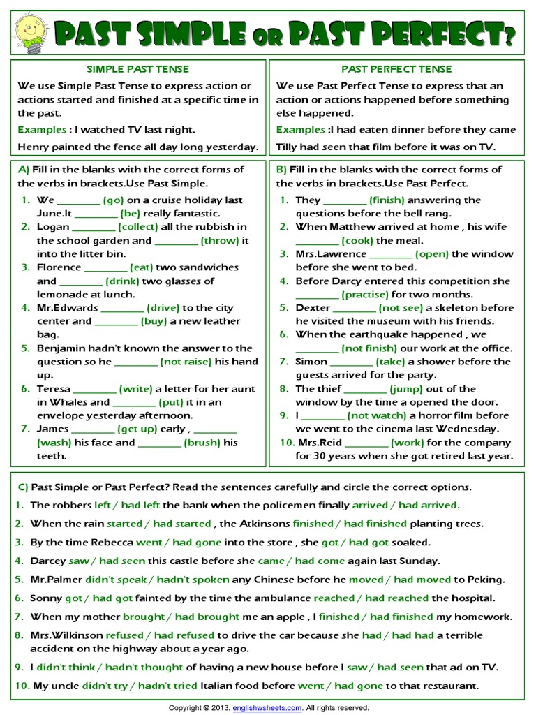 A Fill in The Blanks With The Correct Fo | PDF | Perfect (Grammar ...