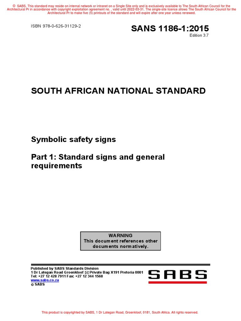 SANS 1186-1 Standard Signs and General Requirements | PDF | Color ...