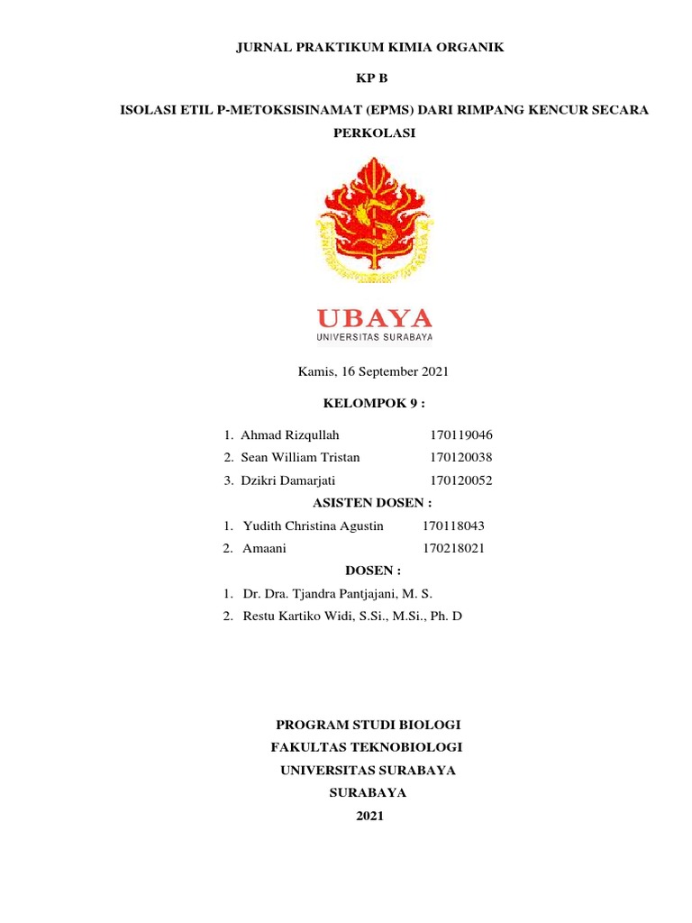 ISOLASI ETIL P-METOKSISINAMAT (EPMS) DARI RIMPANG KENCUR SECARA ...