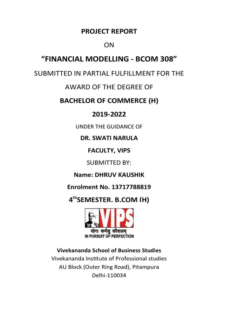 "Financial Modelling - Bcom 308": Project Report | PDF | Microsoft Excel | Computing