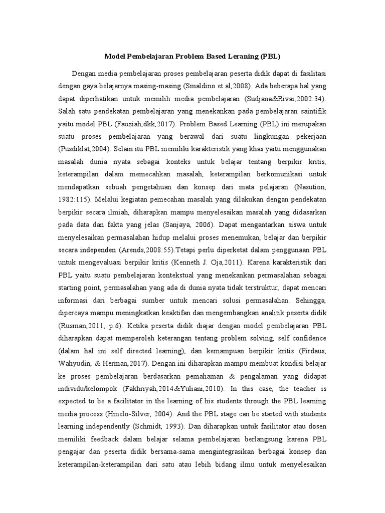 Artikel Review Jurnal Model Pembelajaran Problem Based Learning | PDF ...