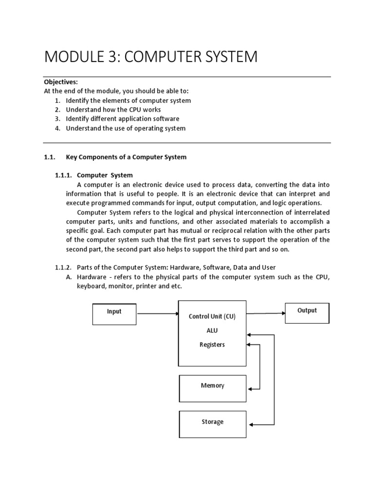 Module 3 - Computer System | PDF | Central Processing Unit | Input/Output