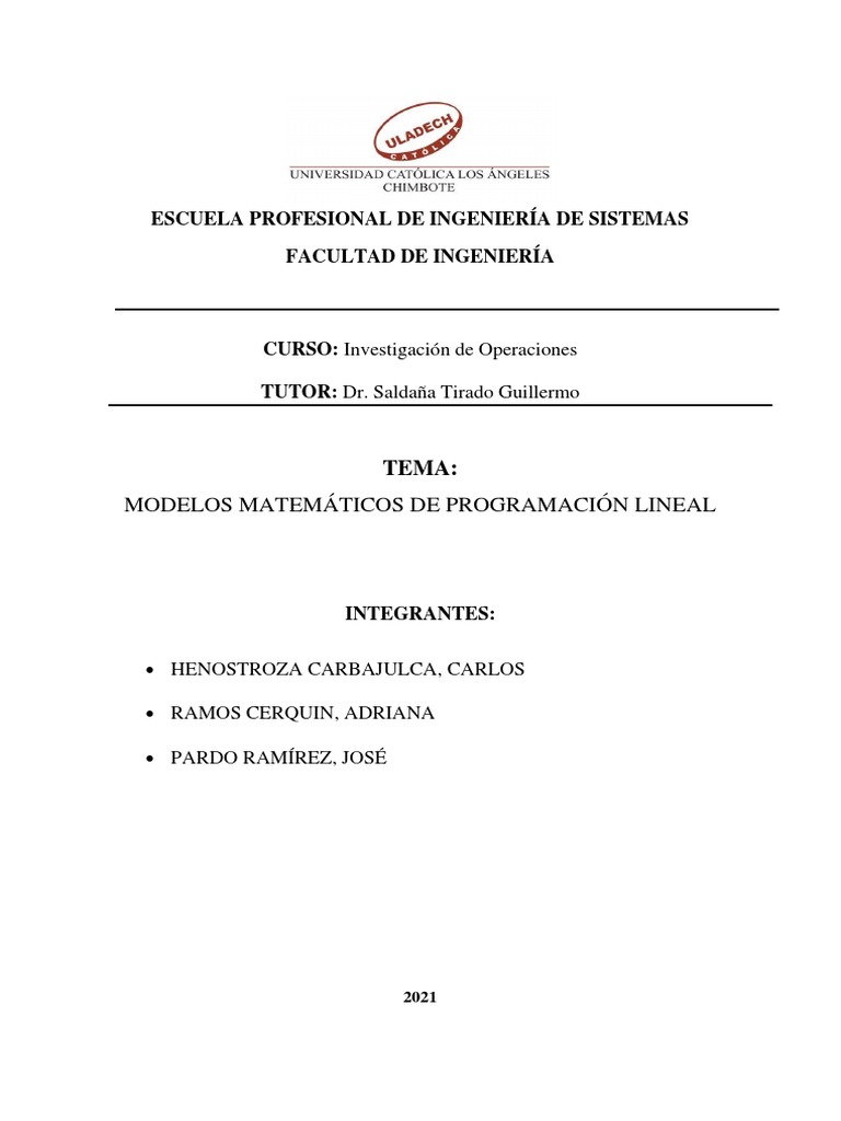 Invop Sem 2 | PDF | Programación lineal | Optimización Matemática