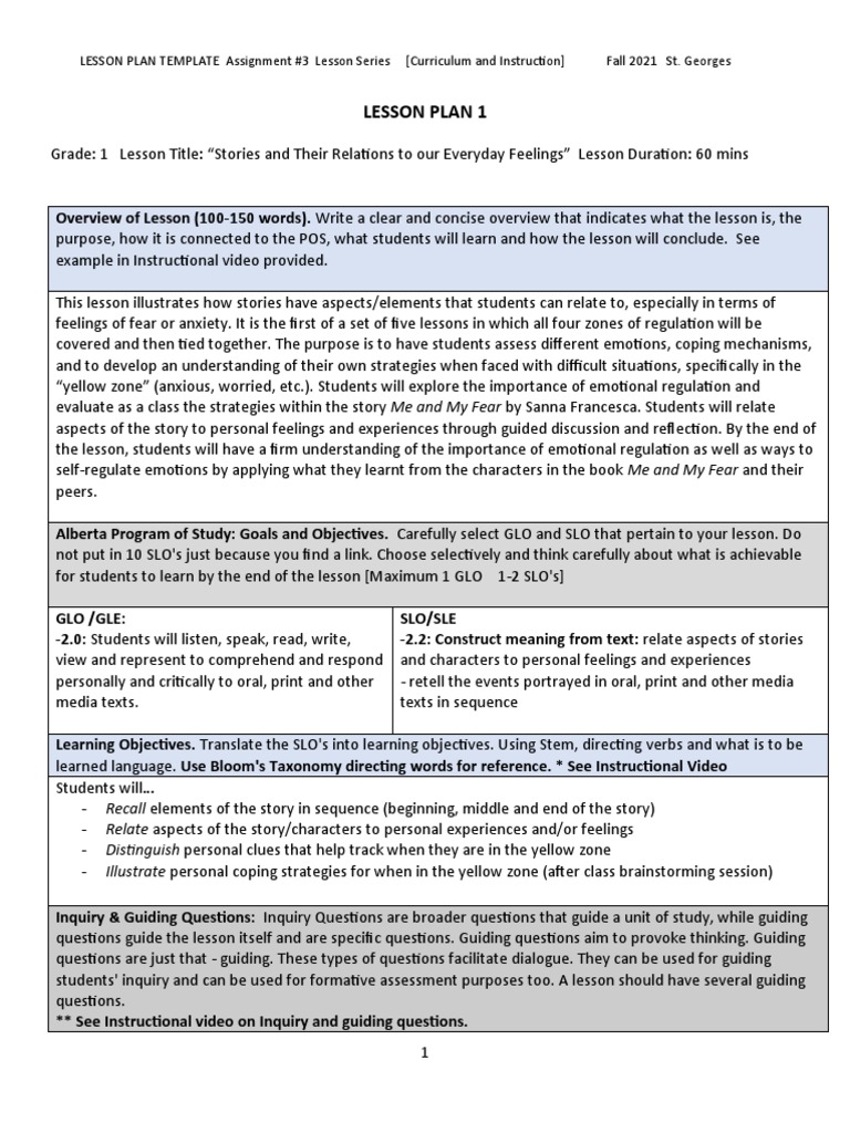 Justine Johnson Emily Eagles Lesson Assignment Ed3501 | PDF | Lesson ...
