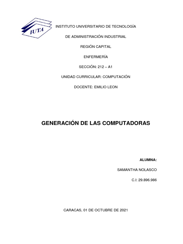 Generaciones de Las Computadoras. | PDF | Circuito integrado | Microprocesador