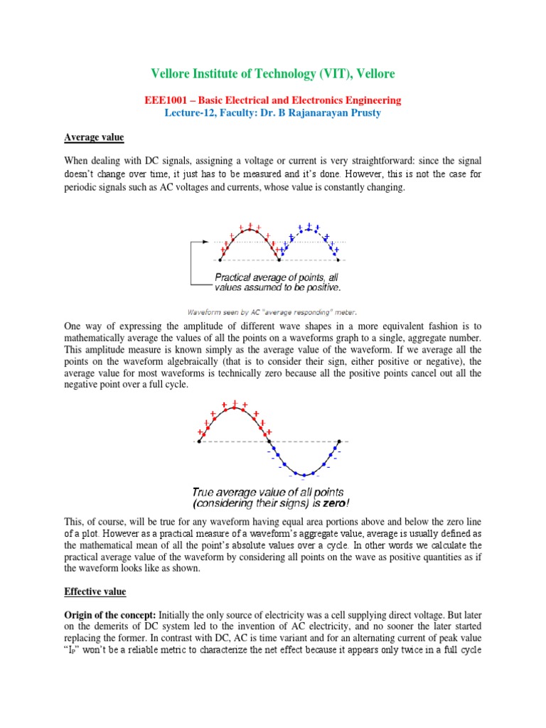 Vellore Institute of Technology (VIT), Vellore: EEE1001 - Basic Electrical and Electronics ...