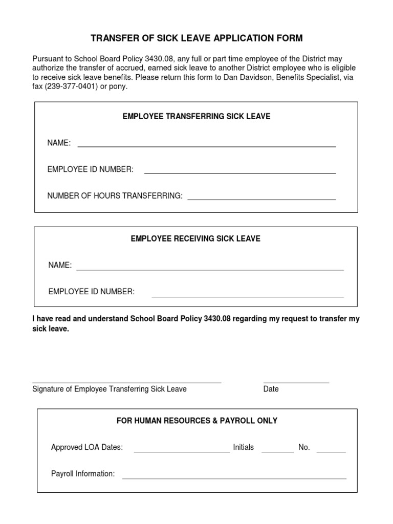 Sick Leave Transfer Application and Guidelines | PDF | Sick Leave | Payroll