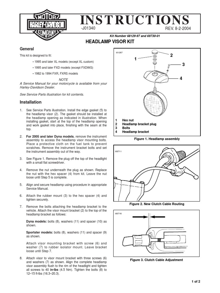 Instructions: Headlamp Visor Kit | PDF | Nut (Hardware) | Screw