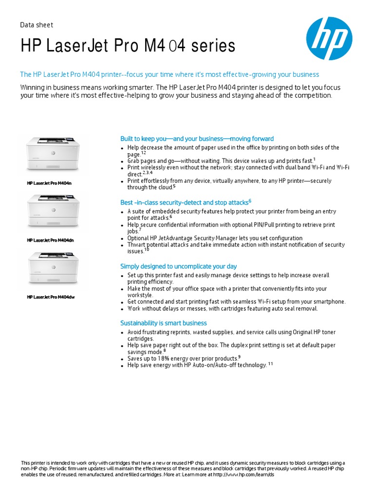 HP Laserjet Pro M404 Series | PDF | Wi Fi | Transport Layer Security