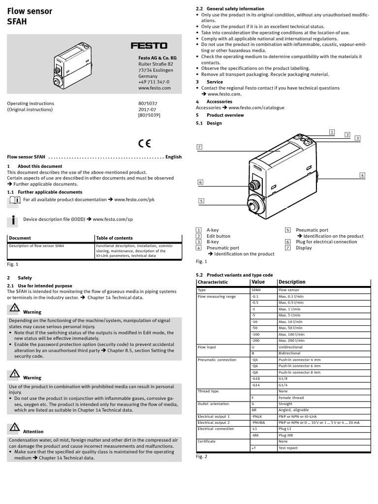Flow sensor SFAH general safety information | PDF | Bipolar Junction ...