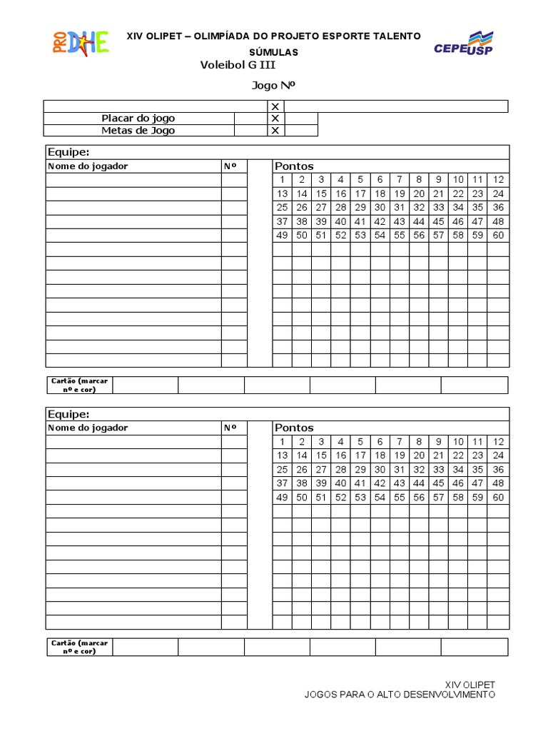 Súmulas 2012 - Vôlei G III | PDF