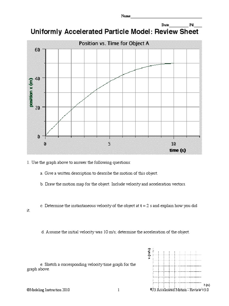 Uniformly Accelerated Particle Model: Review Sheet: Name Date PD | PDF | Acceleration | Velocity