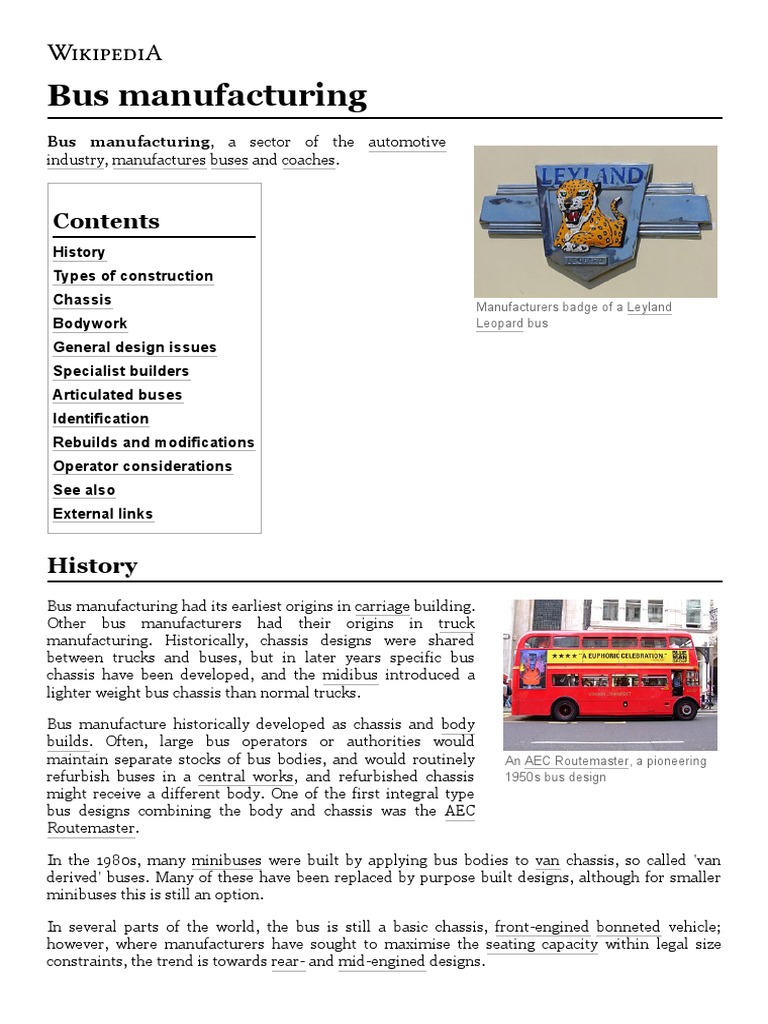 Bus Manufacturing, A Sector of The Automotive | PDF | Bus | Motor Vehicle