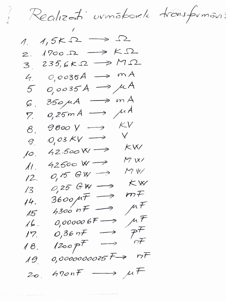 Exercitii Transformari Unitati de Masura | PDF