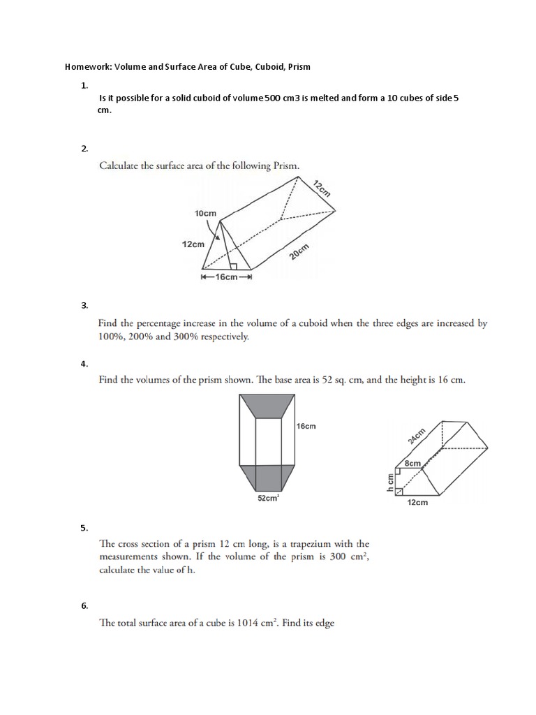 Homework 3D Cube Cuboid Prism | PDF | Home & Garden