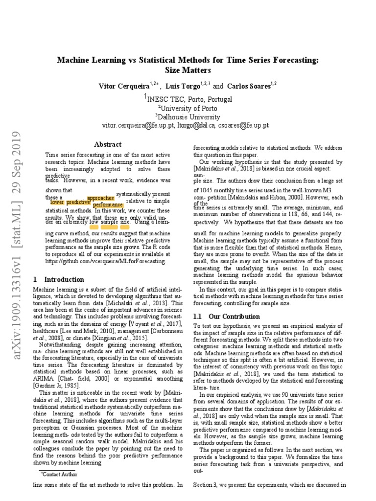 Machine Learning vs Statistical Forecasting | PDF | Time Series ...