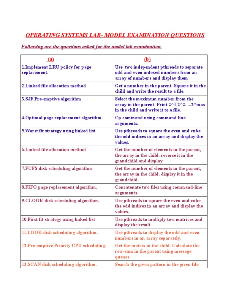 Os Models Questions | Download Free PDF | Scheduling (Computing ...