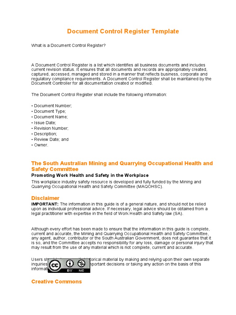 Document Control Register 2021 | PDF | Microsoft Word | Occupational ...