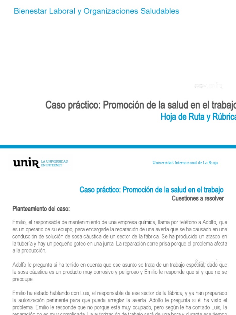 Caso Práctico 1 - Hoja de Ruta y Rúbrica - Promoción de La Salud en El Trabajo | PDF ...