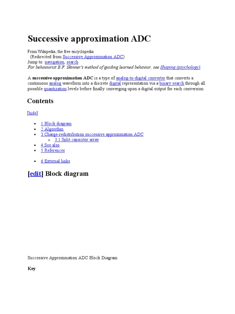 Successive Approximation ADC: For Behaviorist B.F. Skinner's Method of ...