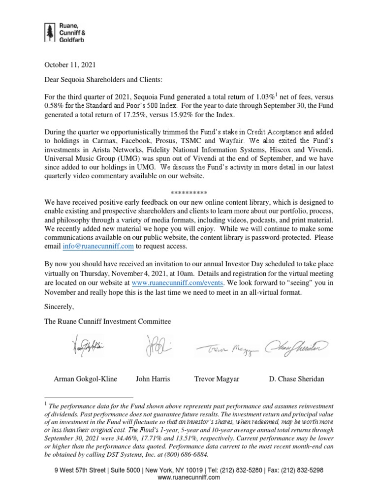 Q3 2021 - Investor Letter | PDF | Investing | Business