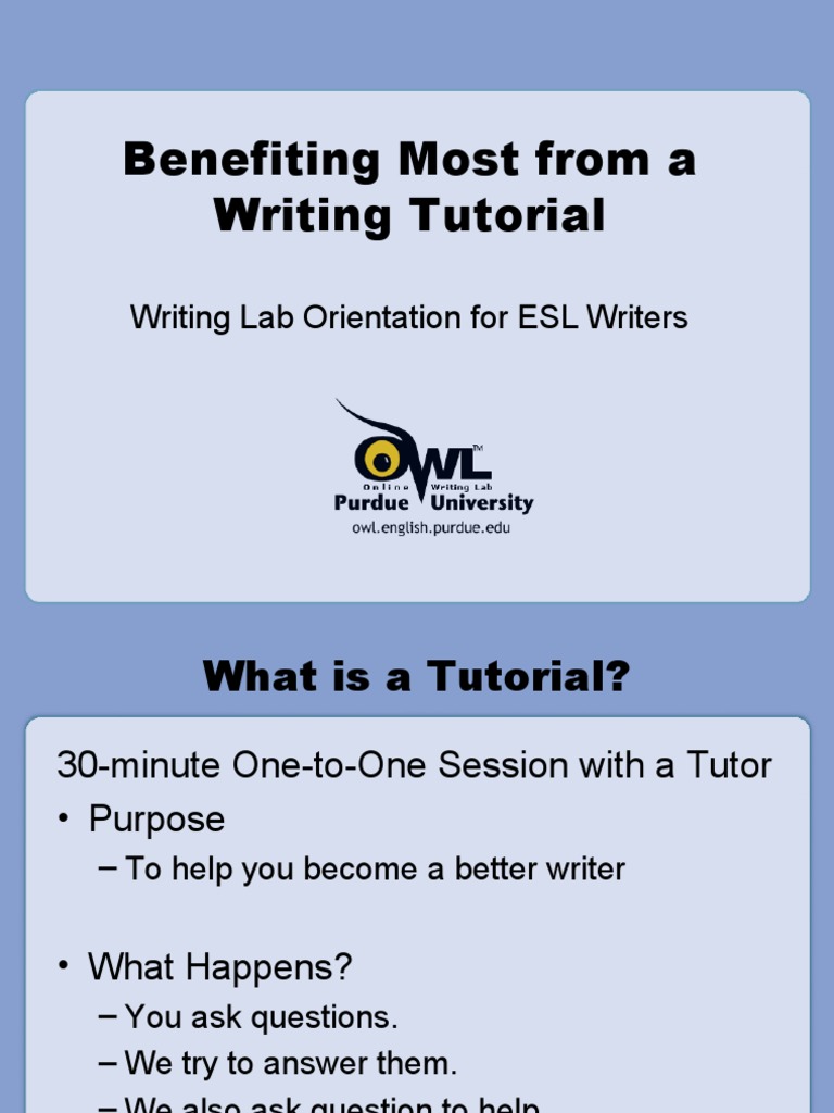 Benefiting Most From A Writing Tutorial: Writing Lab Orientation For ...