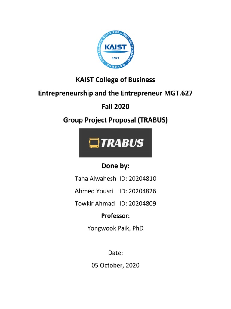 KAIST College of Business Entrepreneurship and The Entrepreneur MGT.627 ...