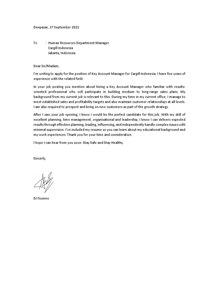 Application for Key Account Manager | PDF