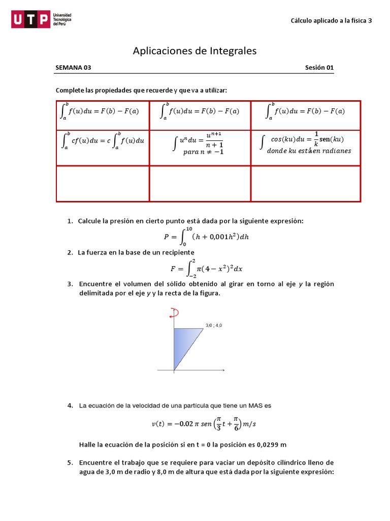 S03.s1 Resolver Ejercicios | PDF | Integral | Matemáticas