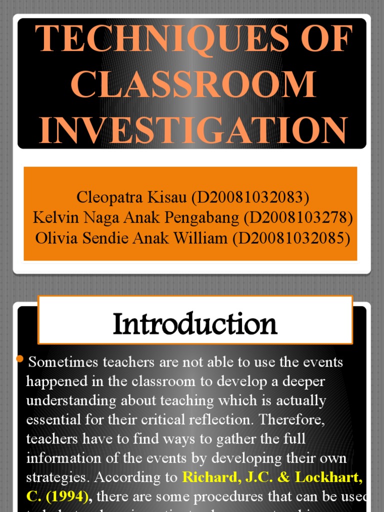 Techniques of Classroom Investigation 1