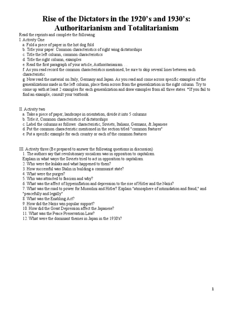 Rise of The Dictators in The 1920 | PDF | Fascism | Nazi Germany