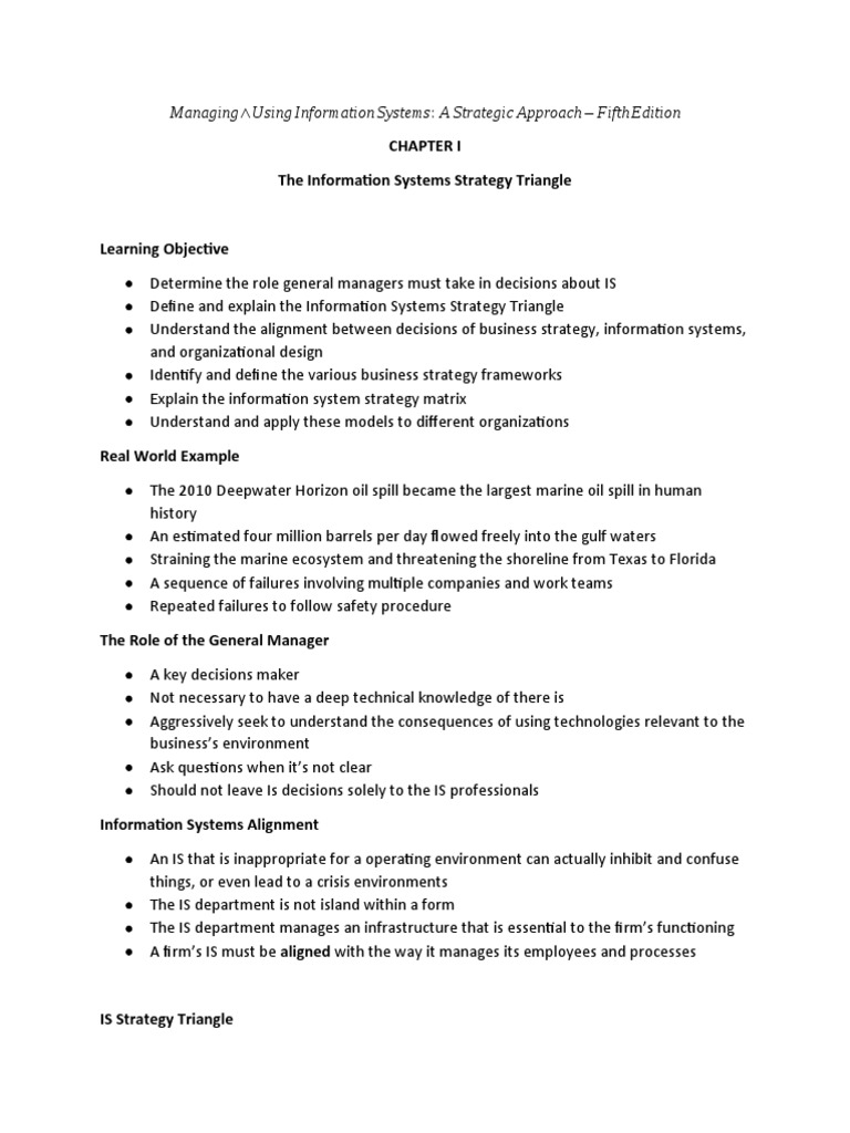 Information Systems Strategy Triangle Explained | PDF | Strategic ...