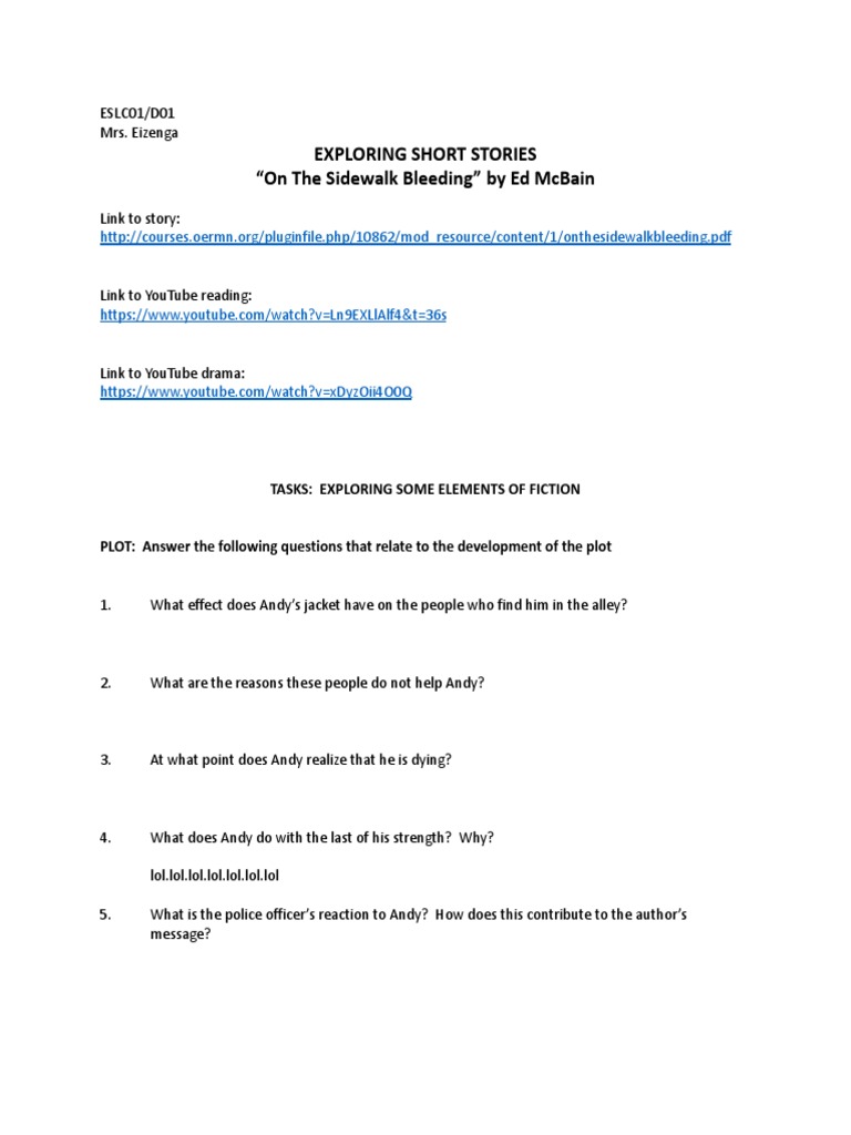 On The Sidewalk Bleeding | PDF