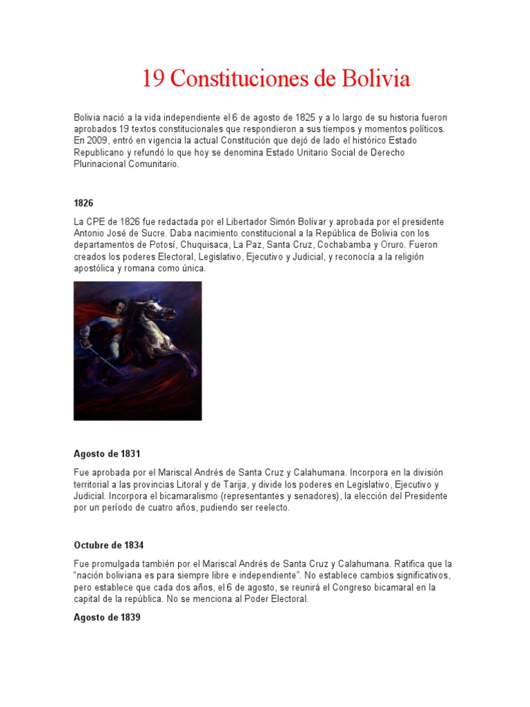 19 Constituciones de Bolivia | PDF | Bolivia | Constitución