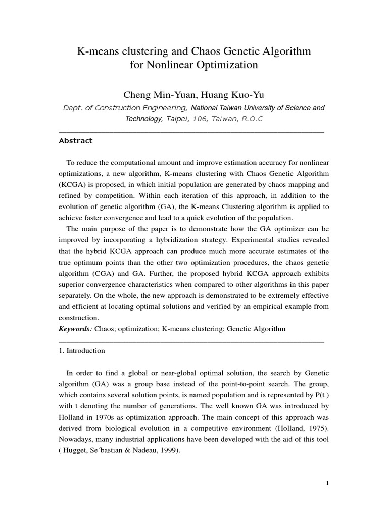 Chaos Genetic Algorithm For Nonlinear Optimization | PDF | Cluster Analysis | Chaos Theory