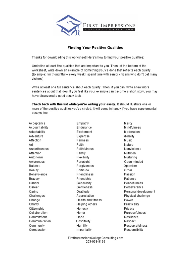 Finding Your Positive Qualities: Check Back With This List While You're ...