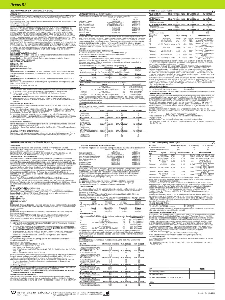 Recombiplastin 2G - 0020002950 (8 ML) : Al For Identification and ...