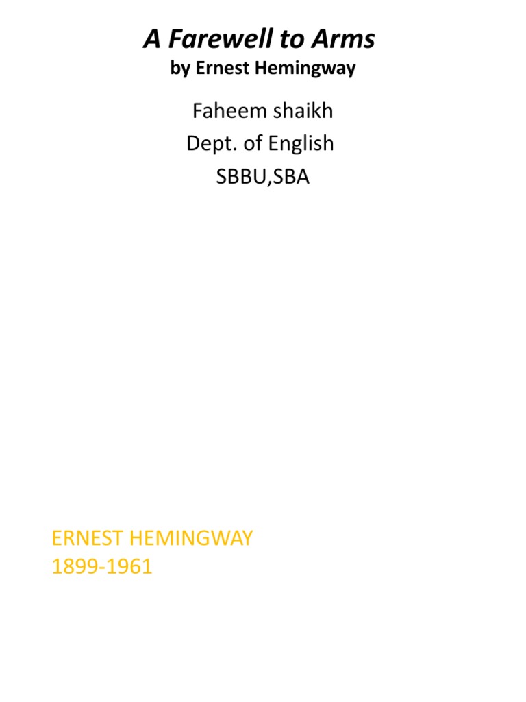 Hemingway's A Farewell to Arms | PDF | Ernest Hemingway