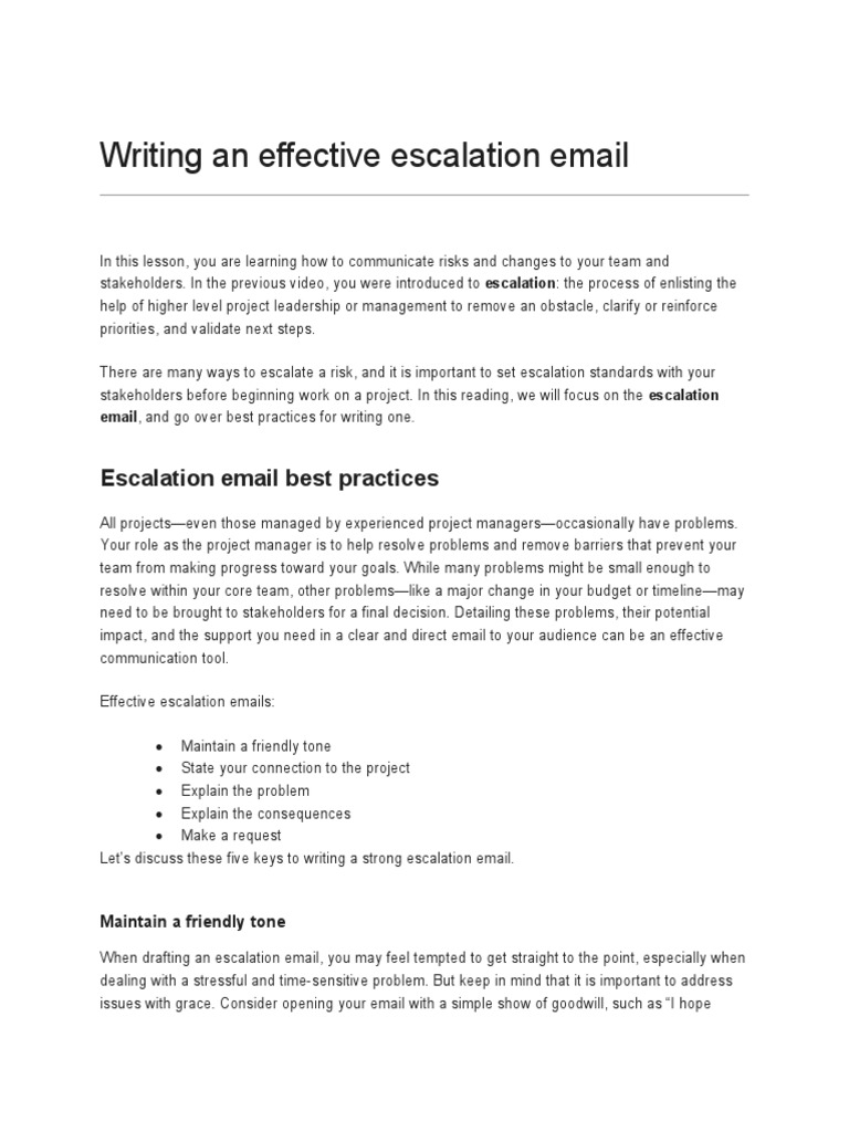 Writing An Effective Escalation Email | PDF | Psychological Concepts ...