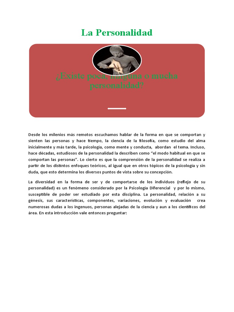 Material de Lectura La Personalidad 1 LISTA | PDF | Sicología ...