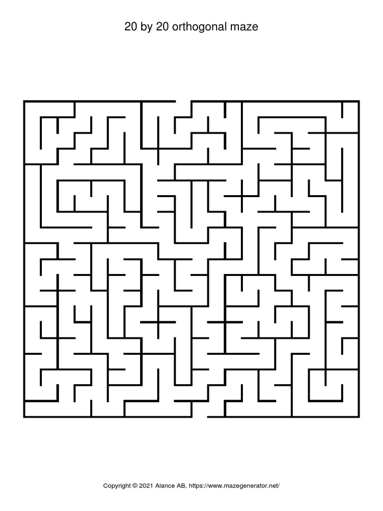 20 by 20 Orthogonal Maze | PDF | Home & Garden