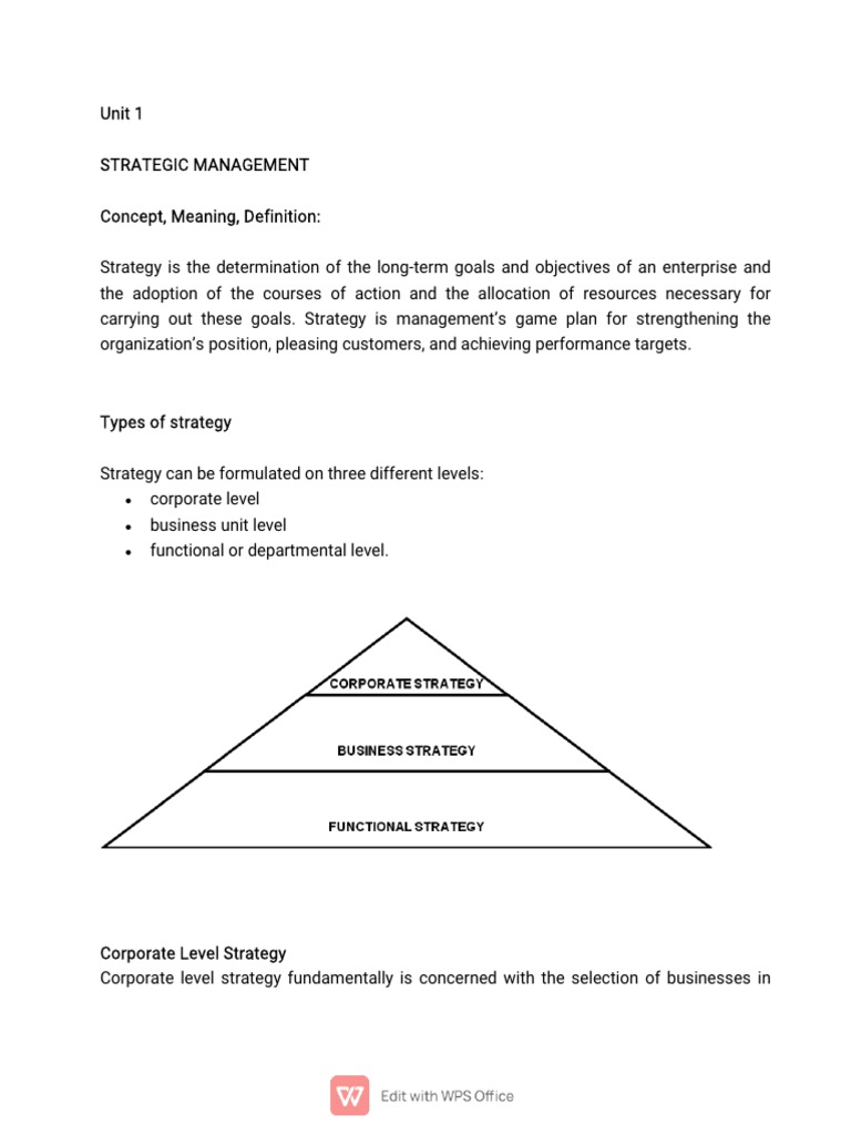 Strategic Management Full Notes | PDF