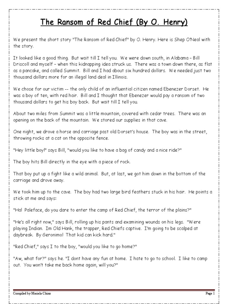Ransom of Red Chief Summary | PDF