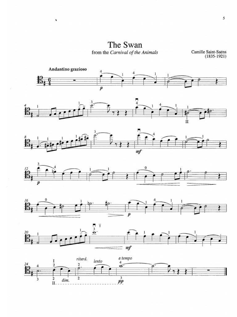 The Swan - Cello Solo | PDF