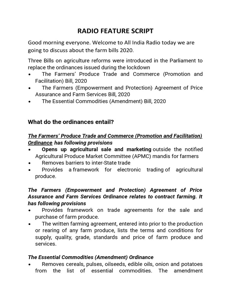Radio Feature Script | Download Free PDF | Economies | Agriculture
