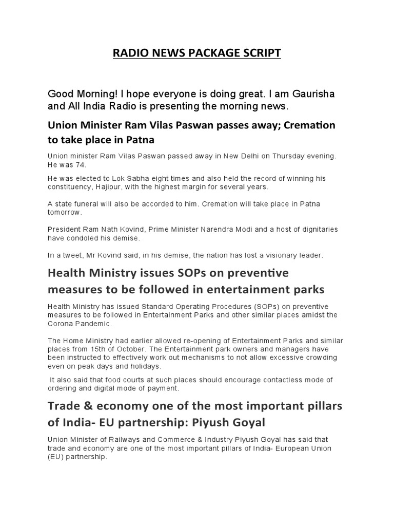 Radio News Package Script | PDF