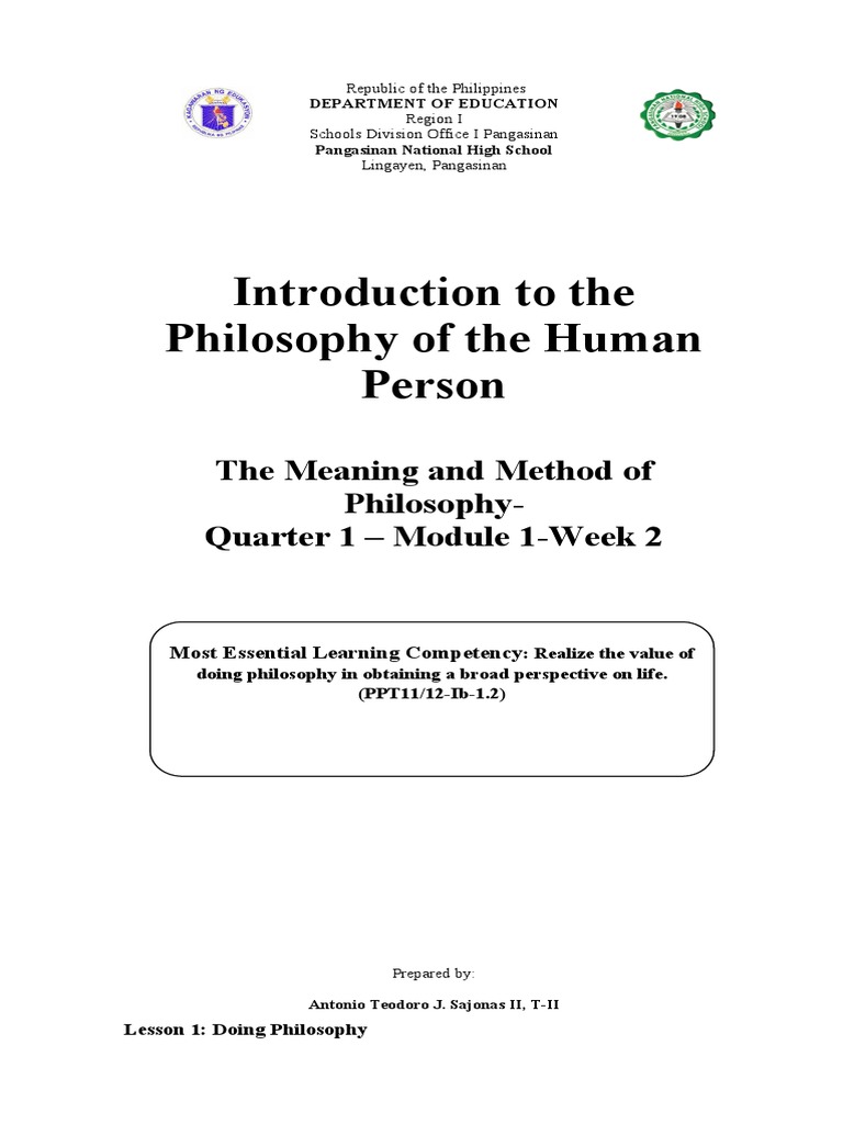 Justine Dela Cruz Final - SelectedActivities - SHS Module PHILO Week 2 | PDF | Philosophical ...