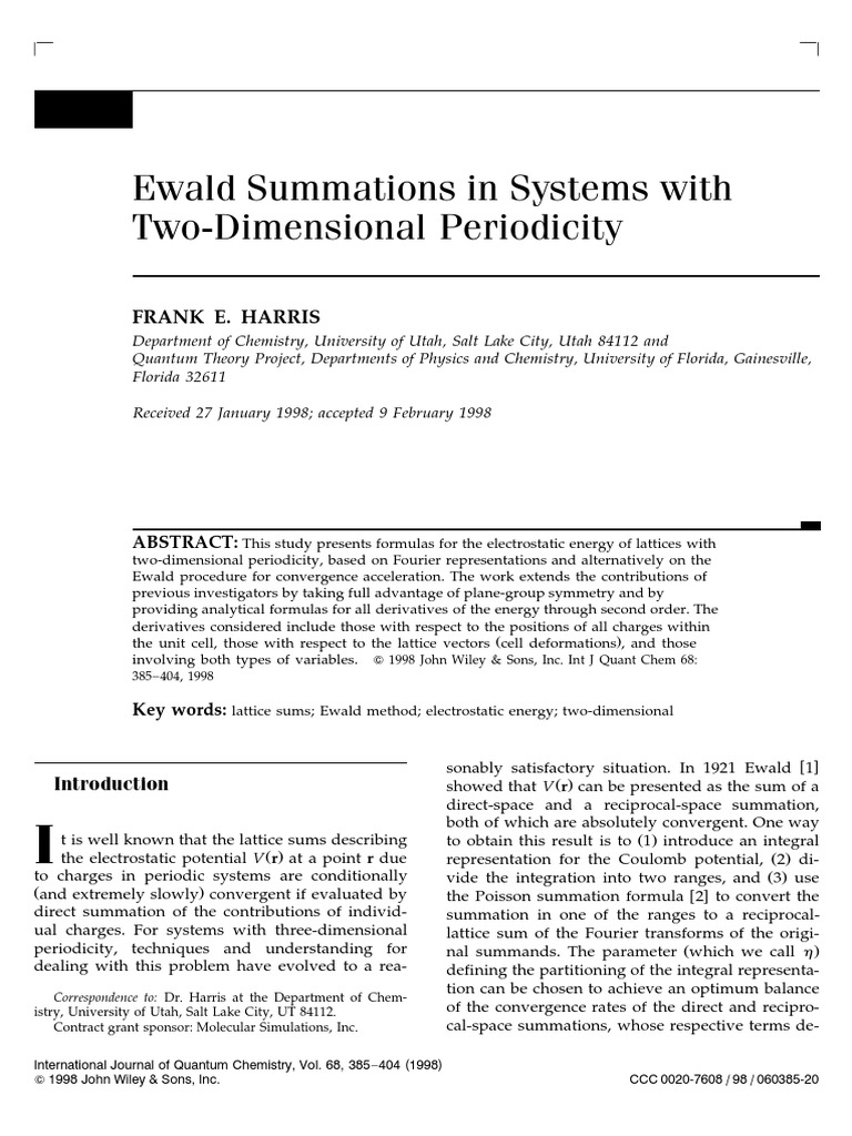 Ewald Summation in Systems With 2D Periodicity | PDF | Mathematical ...