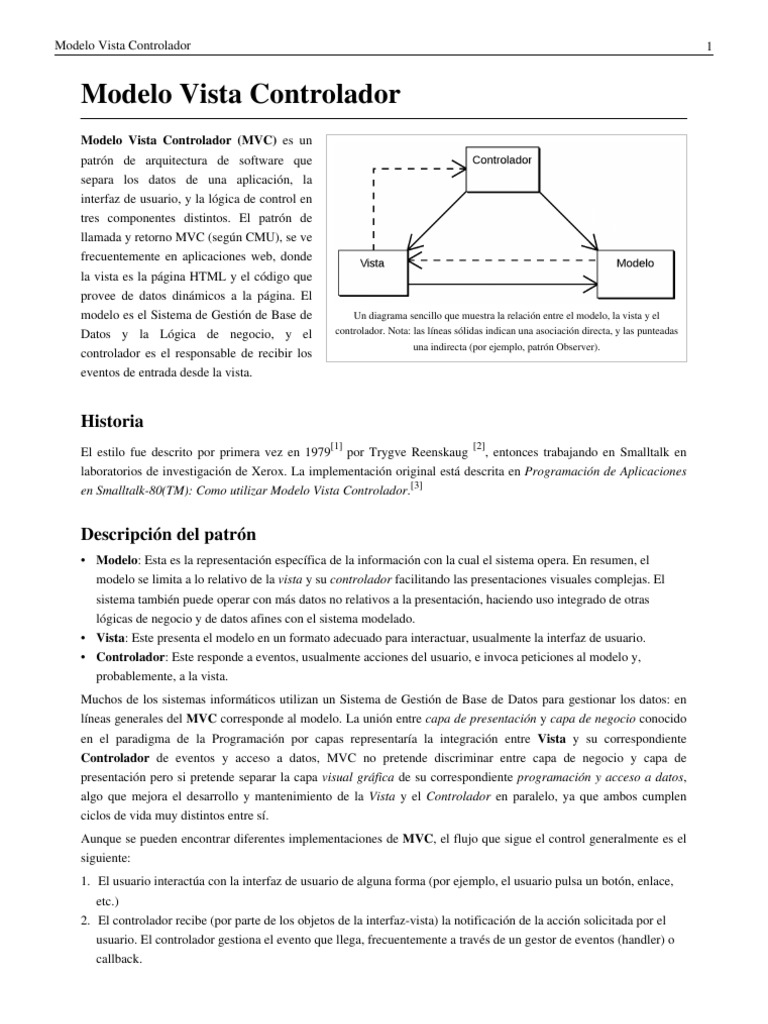 MVC | PDF | Modelo – Vista – Controlador | Arquitectura de software